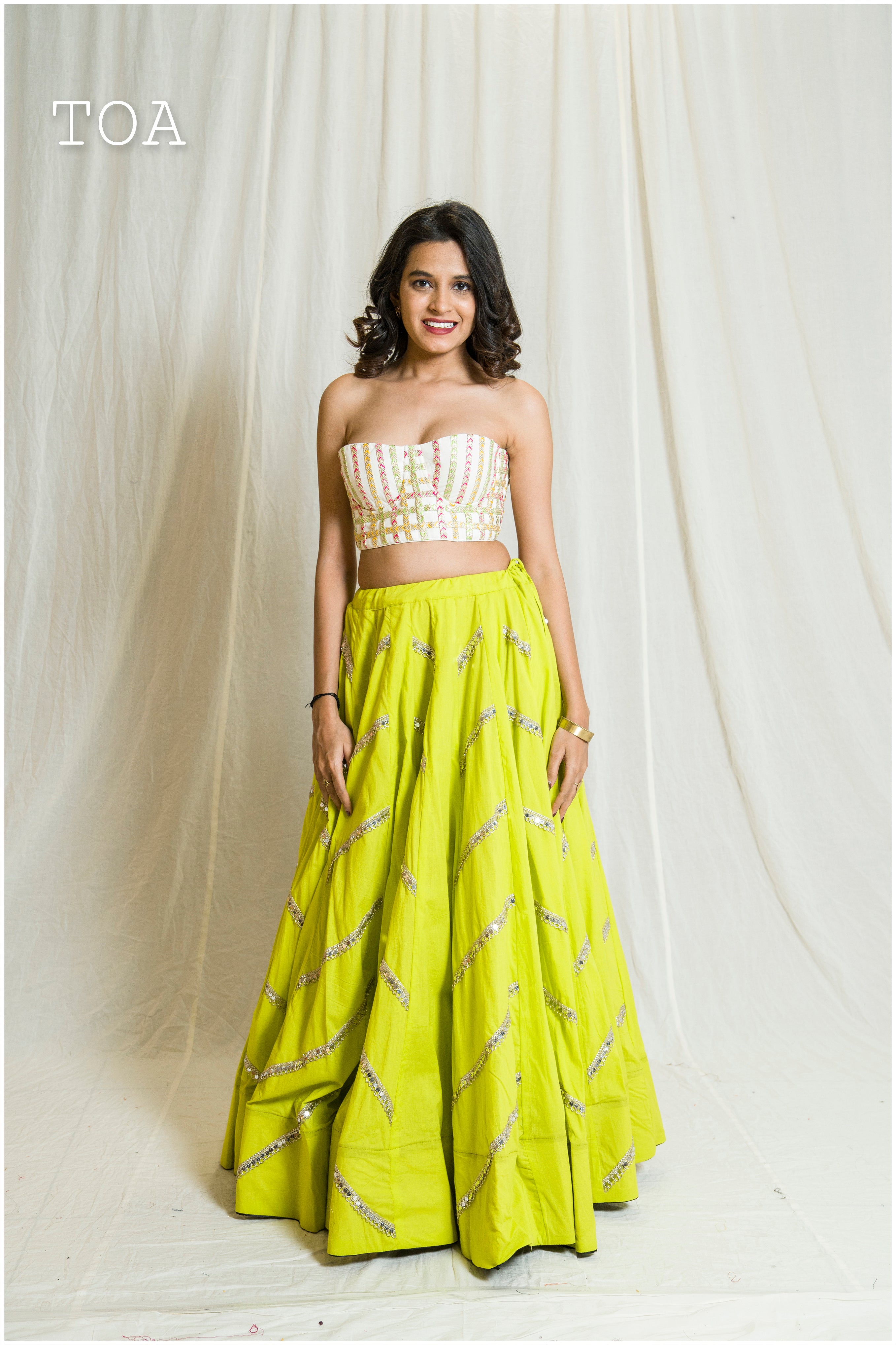 Lime Green Alternate Kallis Mirror 10+ Mtrs Flare Skirt – The Outfit ...